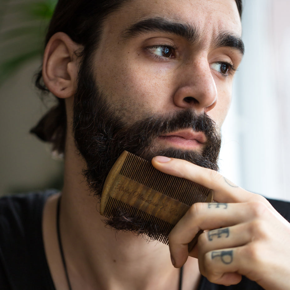 Straight Edge Sandalwood Beard Comb | Rocky Mountain Barber Company