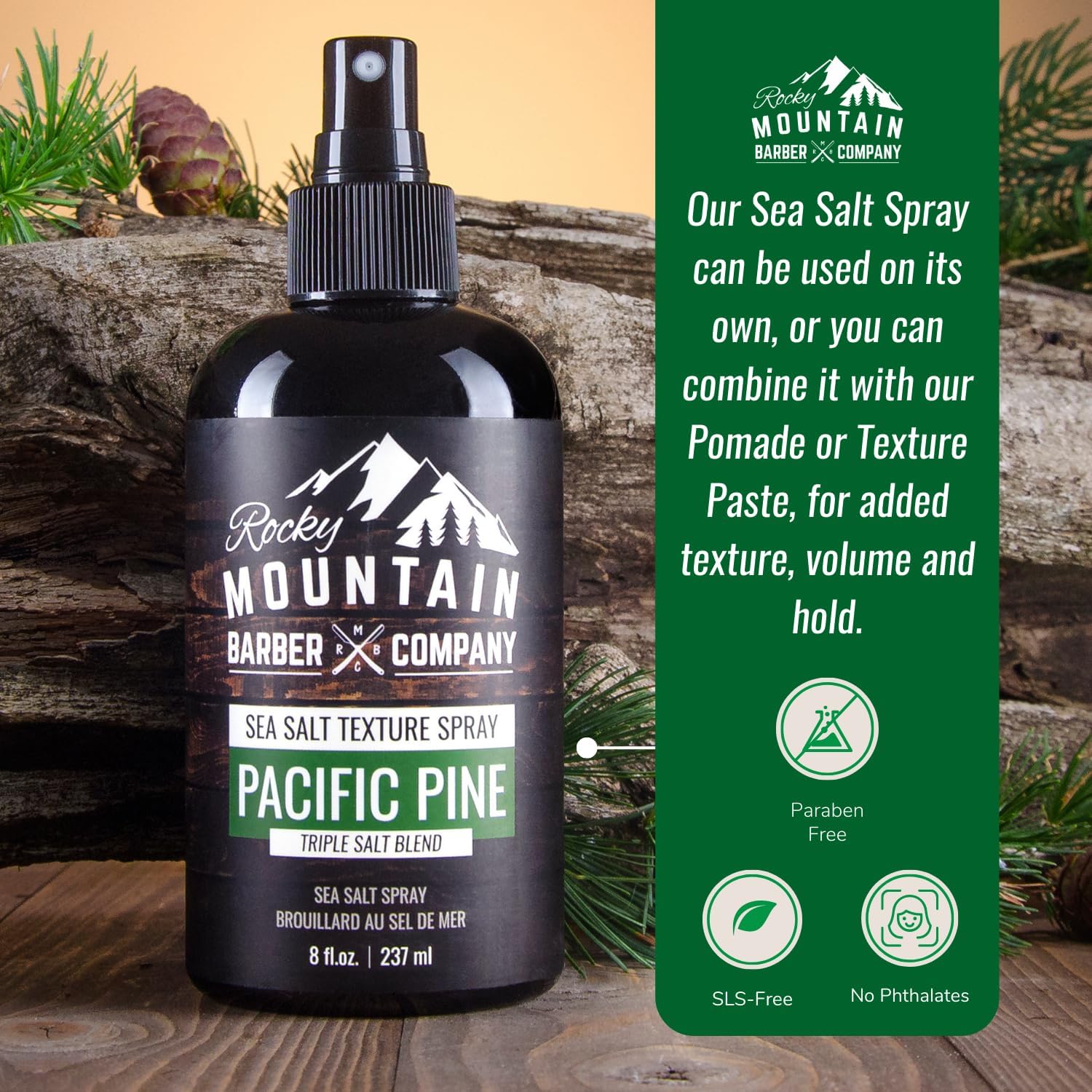 Sea Salt Hair Texture Spray | Pacific Pine – Rocky Mountain Barber Company